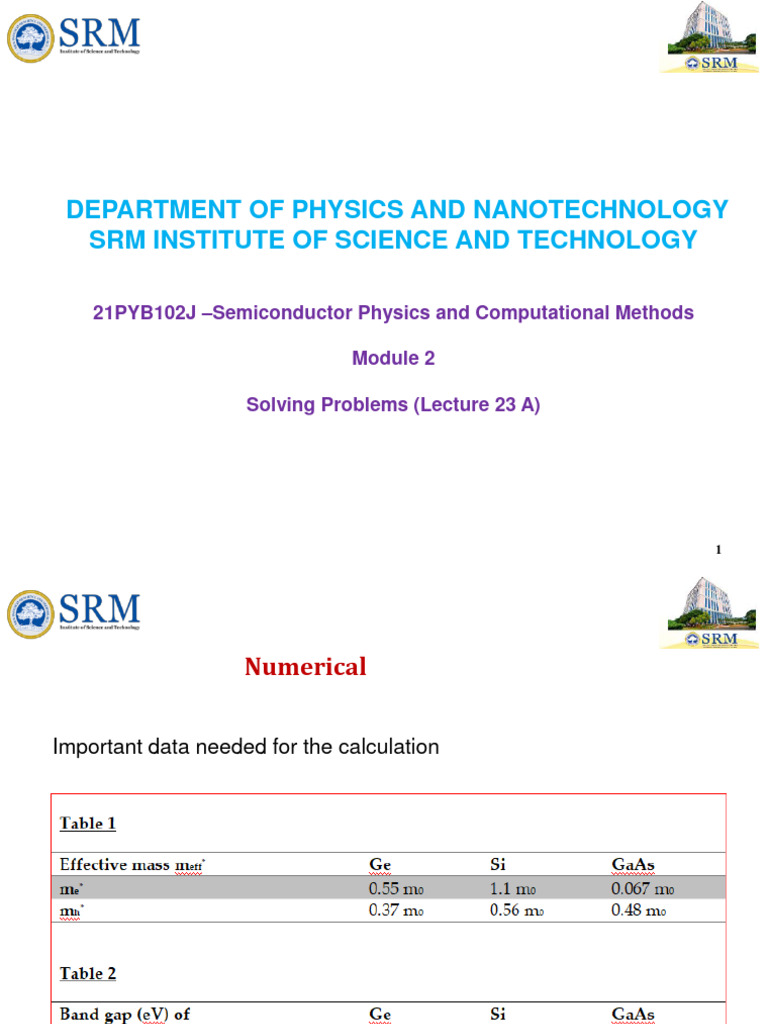 Semiconductor Physics Problem Solutions | PDF | P–N Junction | Doping (Semiconductor)