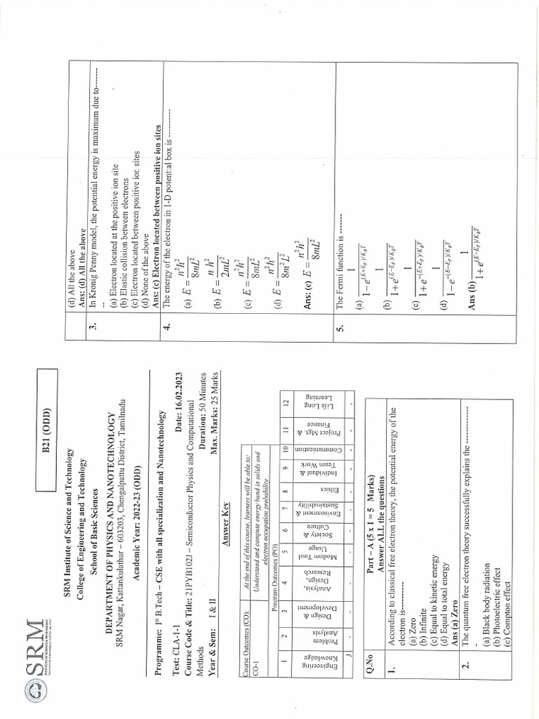CT1 Answer Key D21 and D22 | PDF