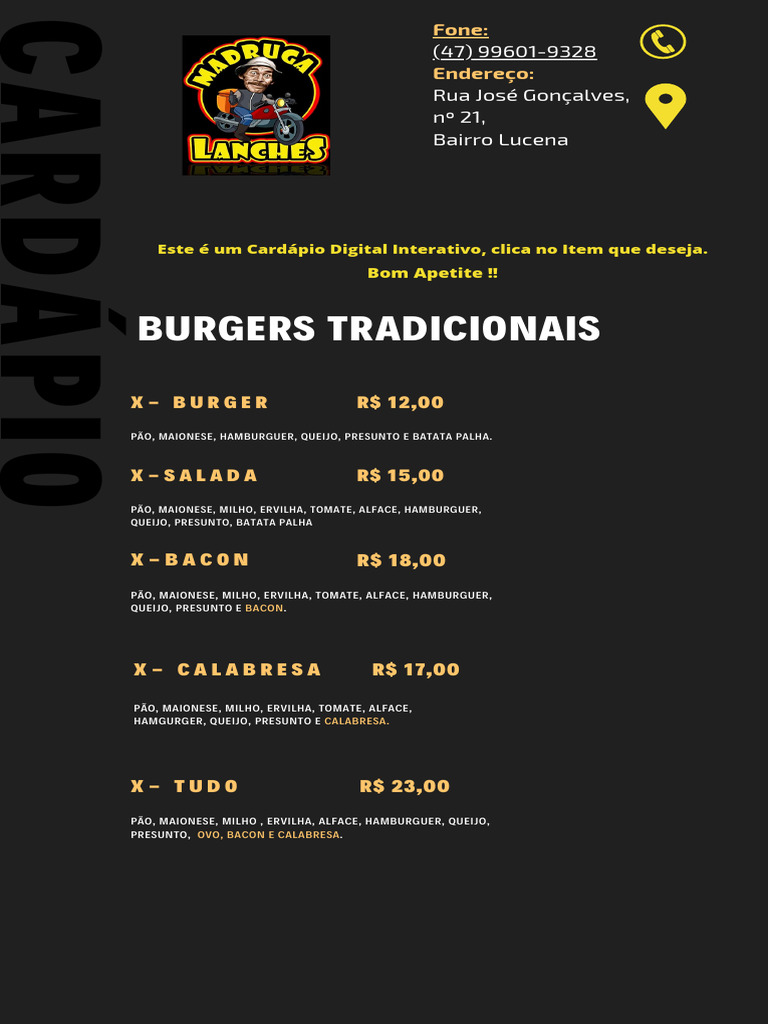Cardápio Madruga Lanches | PDF | Cachorro-quente | Hambúrgueres