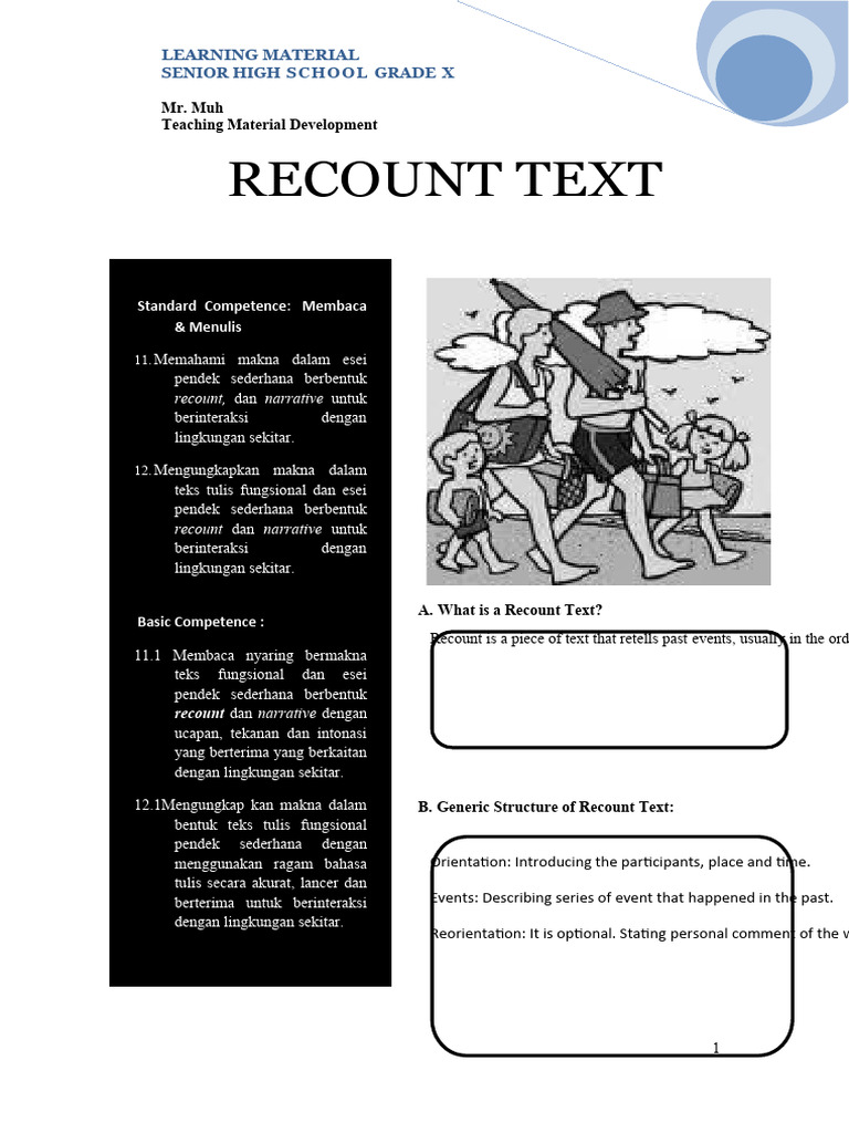 Sir Muh-Recount Text-Learning Material | PDF | Grammatical Tense | Verb