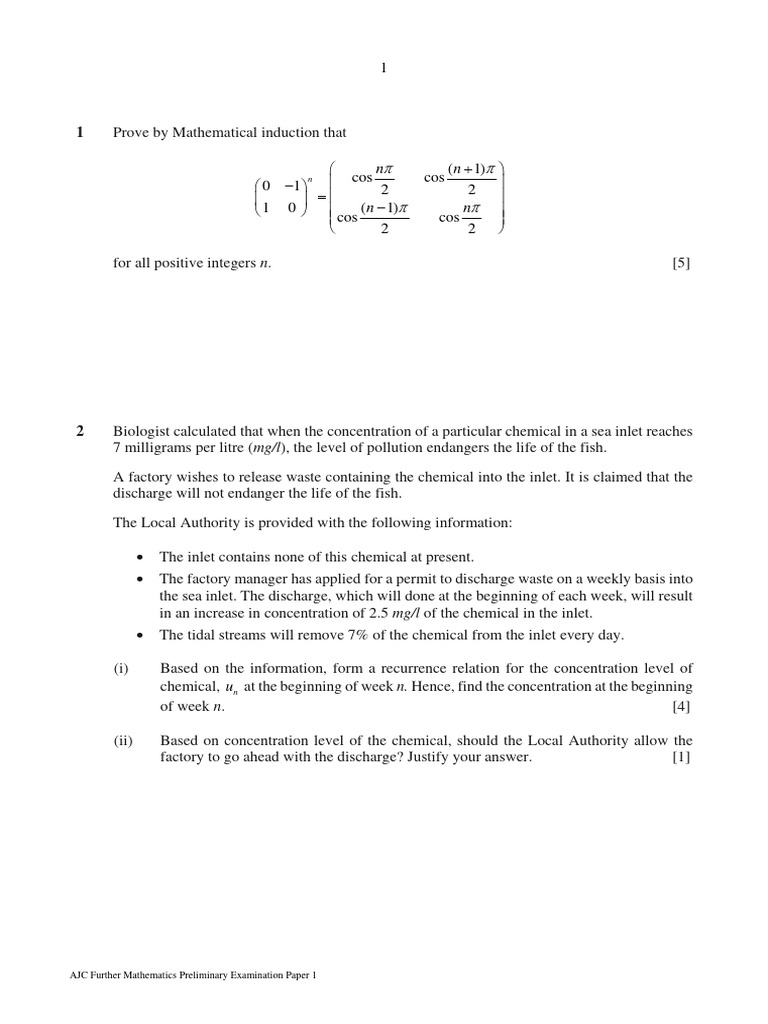 Ajc H2 Maths FM P1 | PDF | Cartesian Coordinate System | Curve