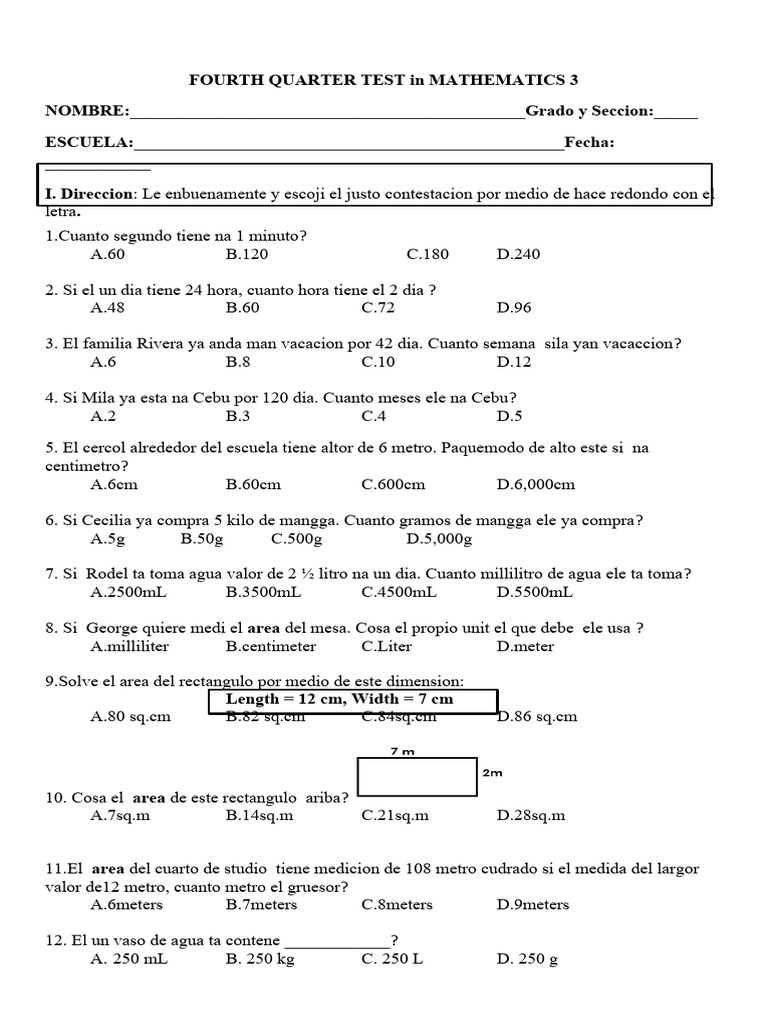 PT Mathematics-3 q4 | PDF