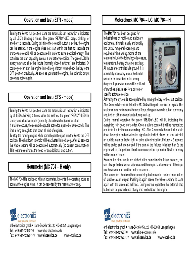 Microsoft Word - MC 704 H-LC - BA - EN | PDF | Switch | Light Emitting ...