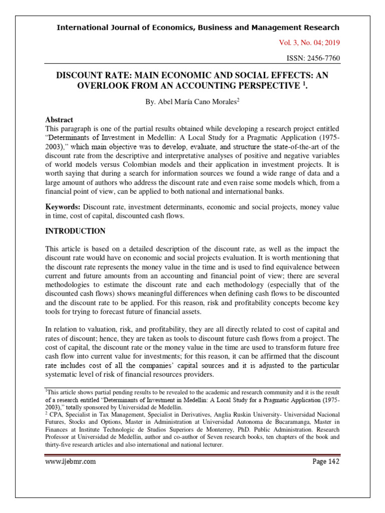 Economic Impact of Discount Rate Analysis | PDF | Discounting ...