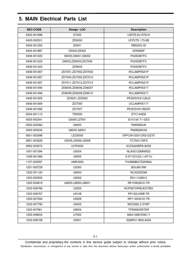 Electrical Part List | PDF