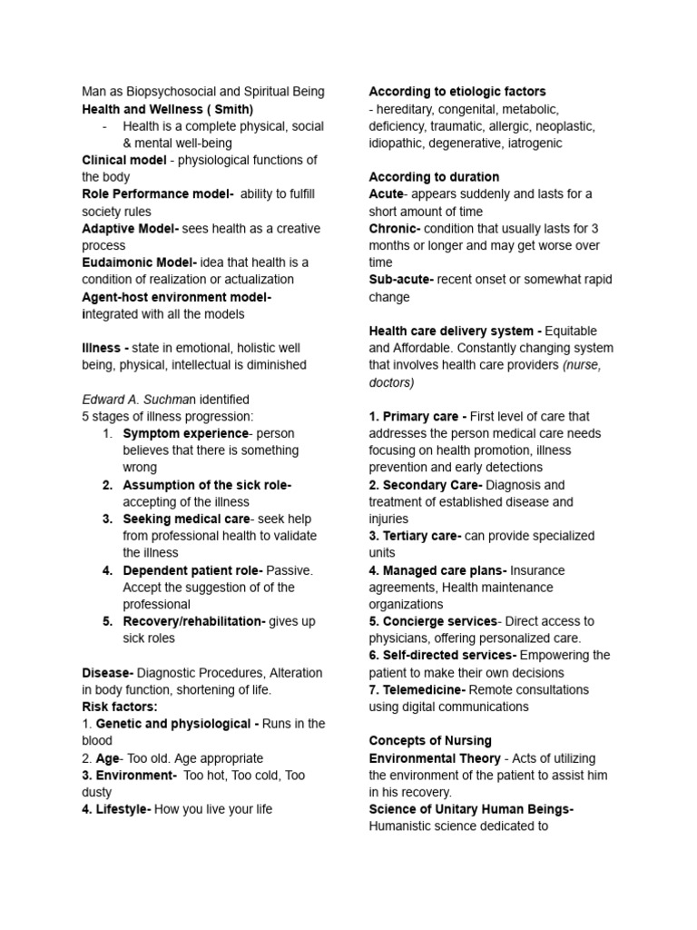 Funda Lec Reviewer | PDF | Health Care | Nursing