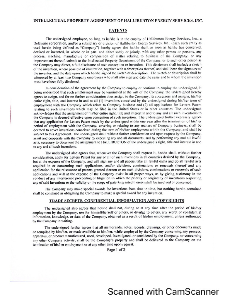 Intellectual Property Agreement | PDF