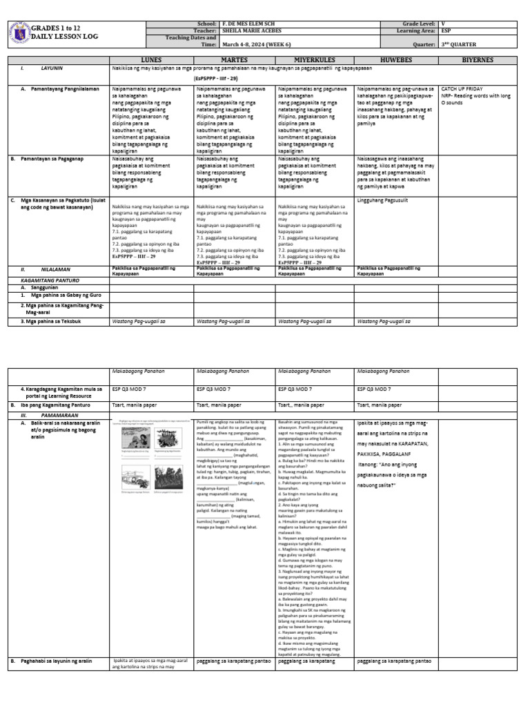 DLL - Esp 5 - Q3 - W6 | PDF
