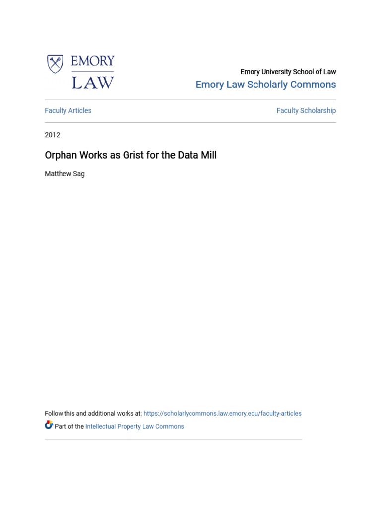 Orphan Works As Grist For The Data Mill | PDF | Fair Use | Google Books