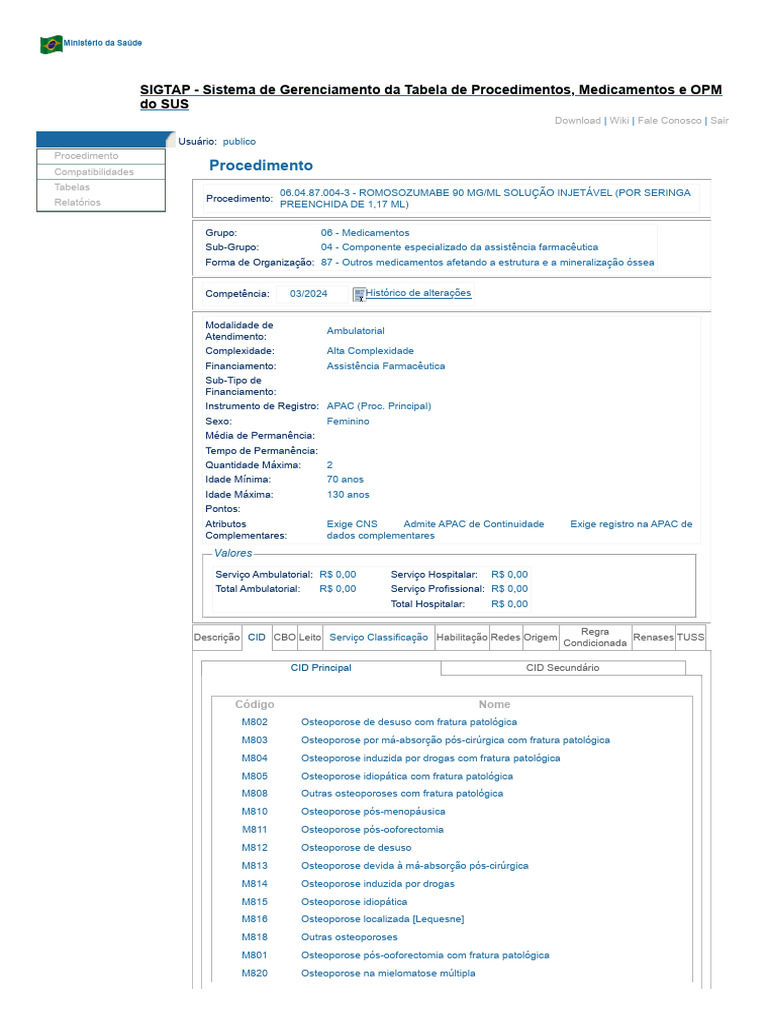SIGTAP - Sistema de Gerenciamento Da Tabela de Procedimentos ... SIGTAP - Sistema de Gerenciamento Da Tabela de Procedimentos ...