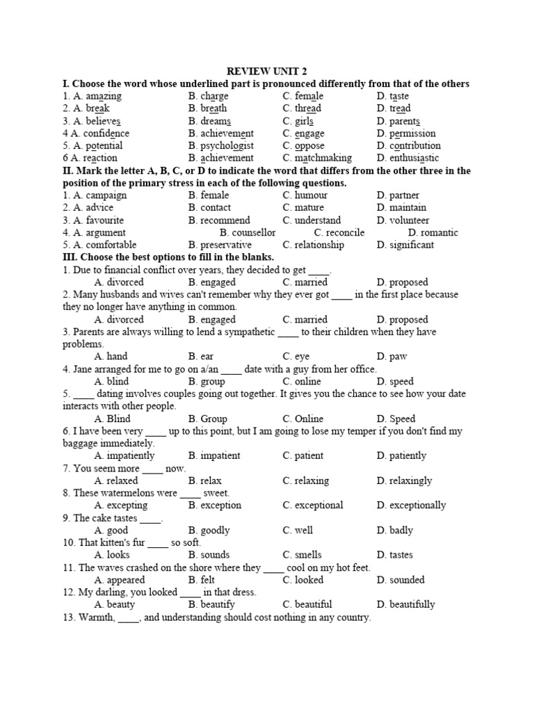 11a2 Review Unit 2 Download Free Pdf Communication Nonverbal