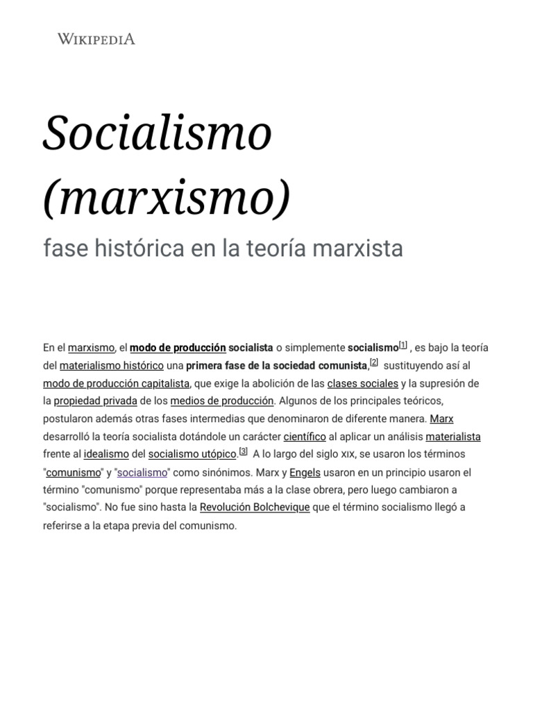 Socialismo (Marxismo) - Wikipedia, La Enciclopedia Libre | PDF Socialismo (Marxismo) - Wikipedia, La Enciclopedia Libre | PDF