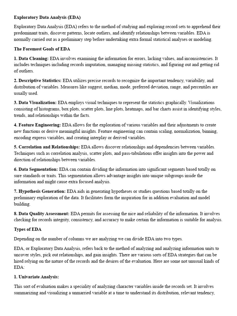 Exploratory Data Analysis | PDF