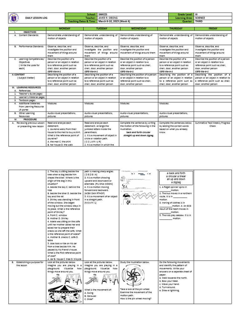 DLL - Science 3 - Q3 - Week 4 | PDF | Rotation