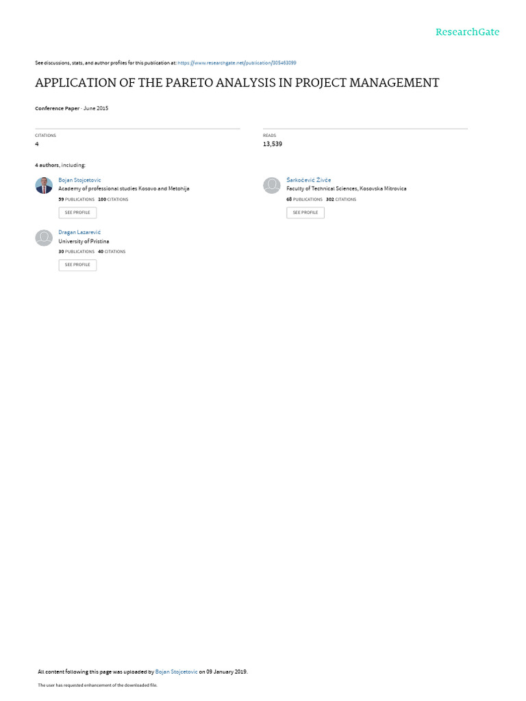 Application of The Pareto Analysis in Project Management | PDF | Project Management | Knowledge