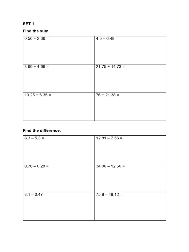 P4 - Decimal Operation (Quiz PIS) | PDF