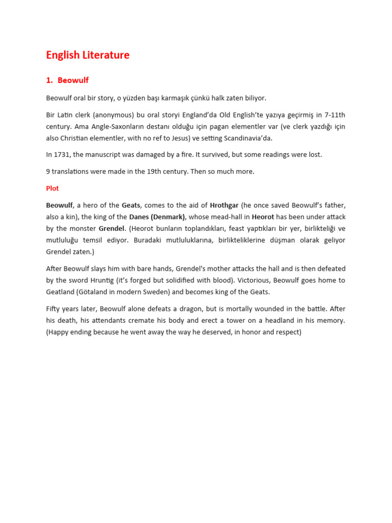 English Literature I and II | PDF