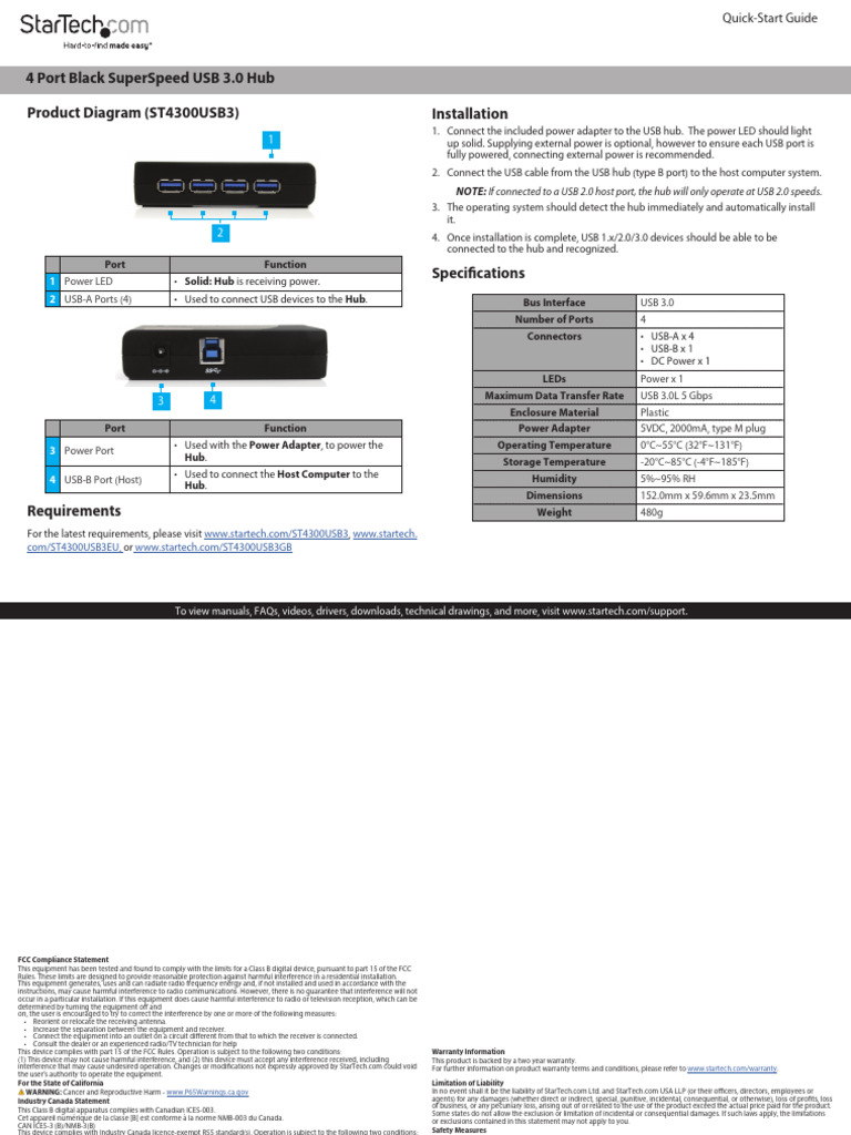 ST4300USB3 - QSG - Rev2 Usb Hub | PDF | Usb | Information And ...