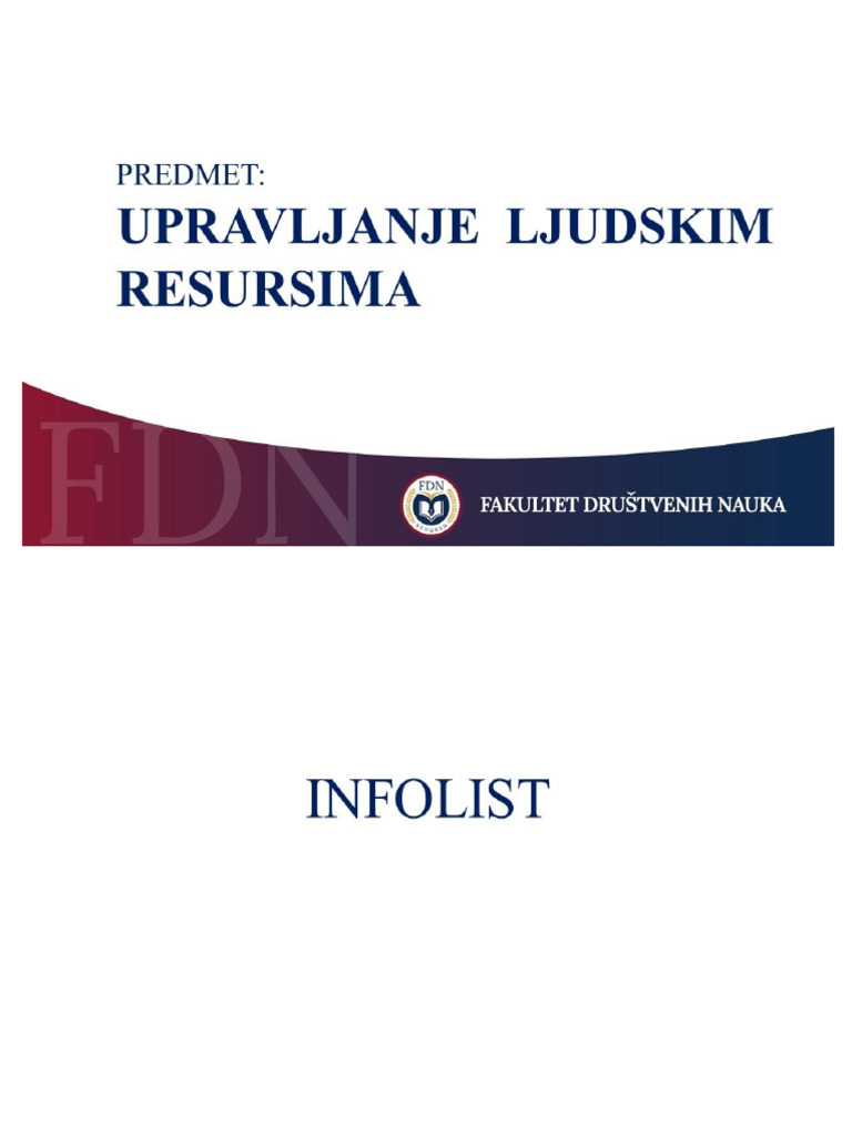 Upravljanje Ljudskim Resursima I | PDF