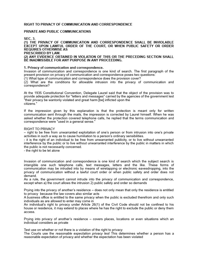 Privacy of Communication Rights Explained | PDF | Search And Seizure ...