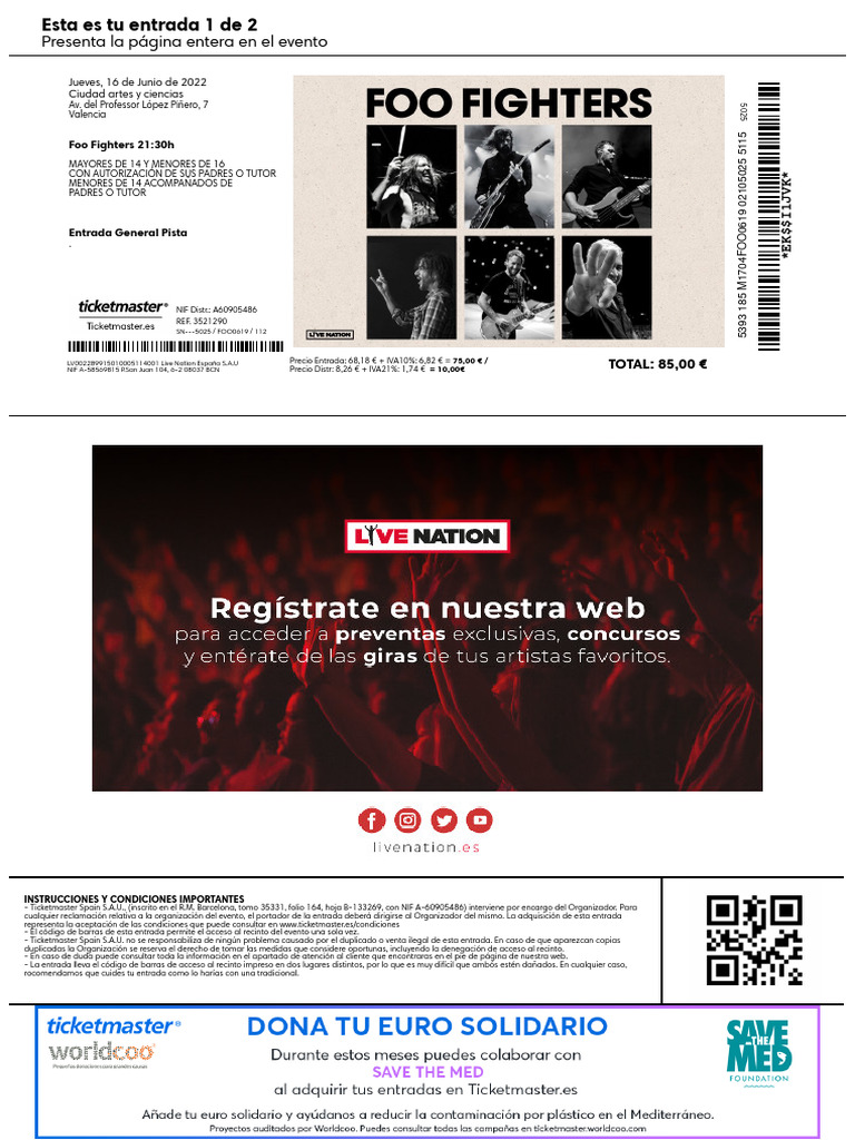 Presenta La Página Entera en El Evento: Foo Fighters 21:30h | PDF