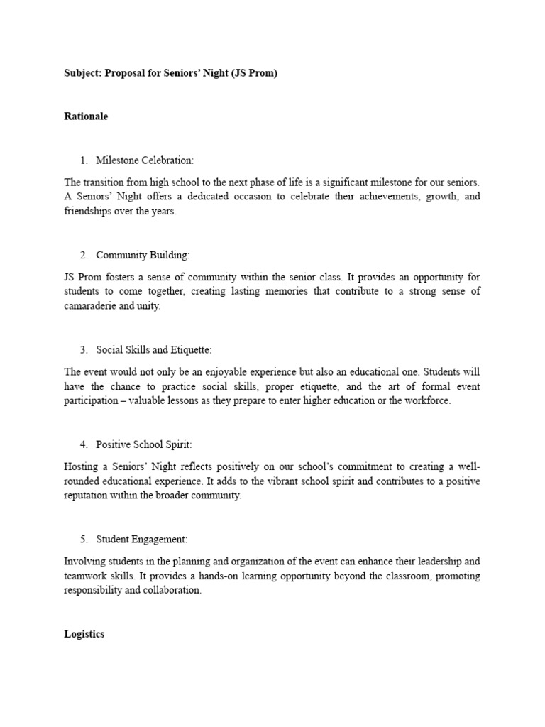 Seniors Night Proposal | PDF