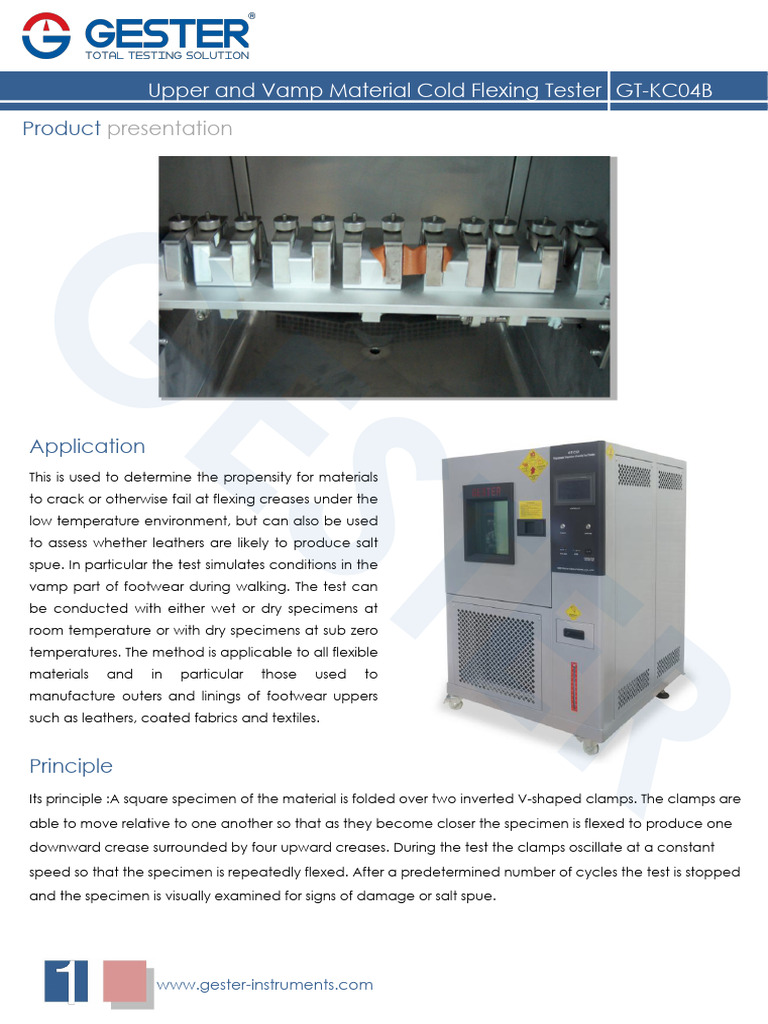 GT-KC04B Upper and Vamp Material Cold Flexing Tester | PDF | Shoe ...