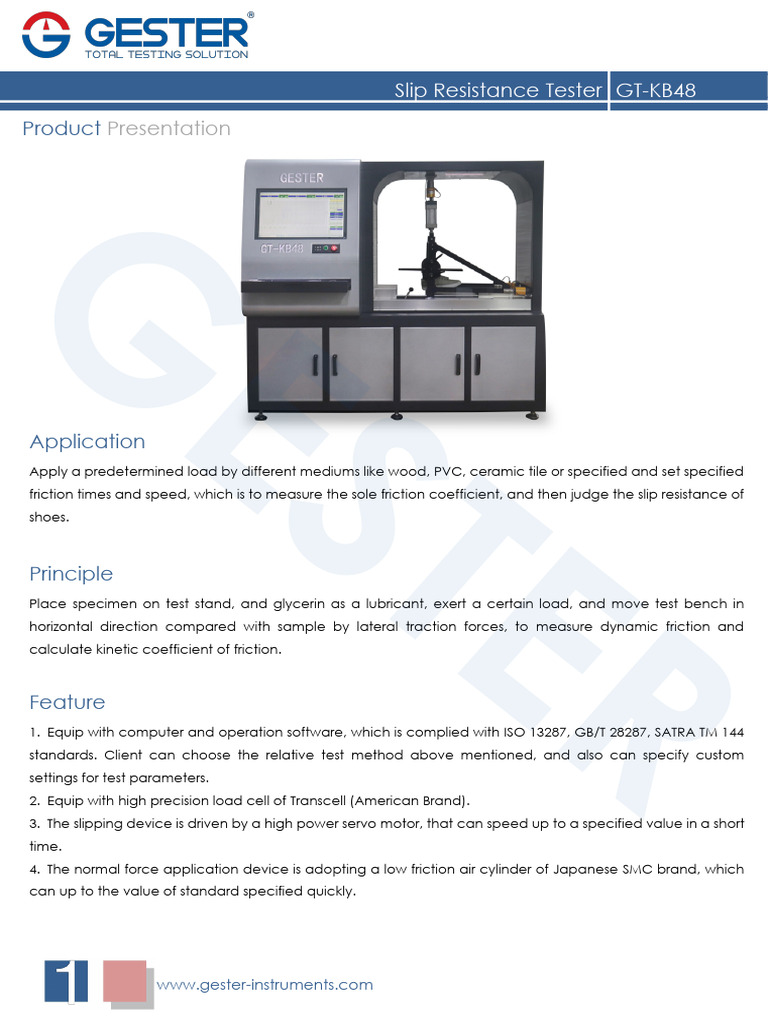 Custom Slip Resistance Tester GT-KB48 | PDF | Friction | Mechanical ...