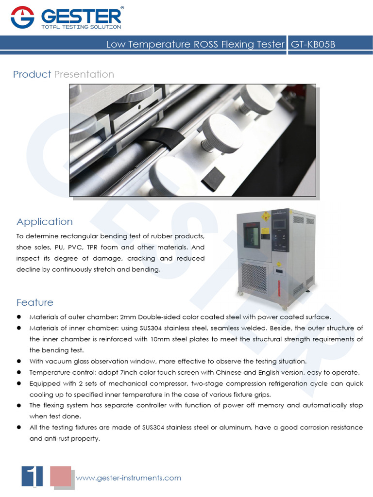 GT-KB05B Low Temperature ROSS Flexing Tester | PDF | Stainless Steel ...