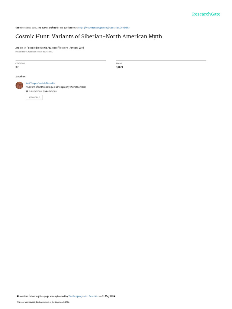 Cosmic Hunt Variants - of - Siberian-North - American - My | PDF | Inuit