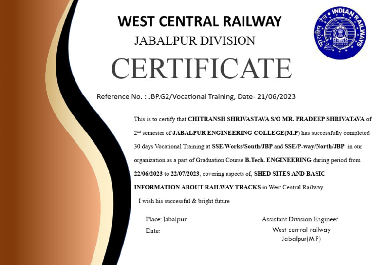 Vocational Training Certificate | PDF