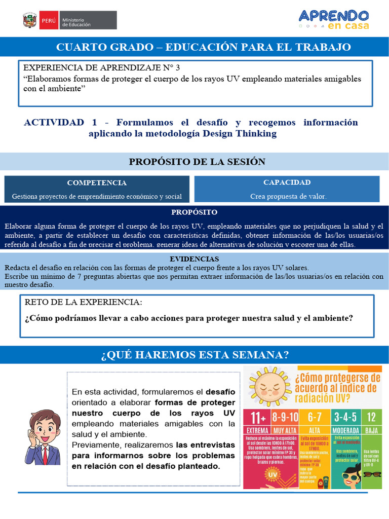 III EXPERIENCIA DE APRENDIZAJE - ACT 1 - 3 y 4 GRADO | PDF | Aprendizaje