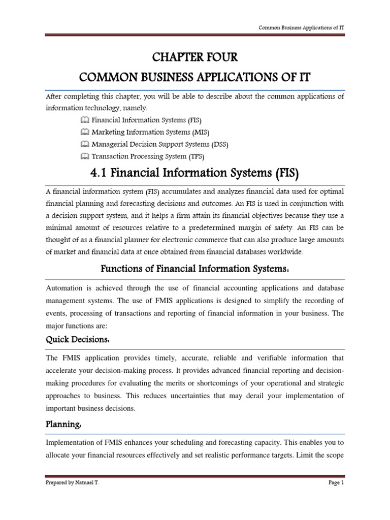MIS - Chapter 4 Common Business Applications of IT | Download Free PDF ...