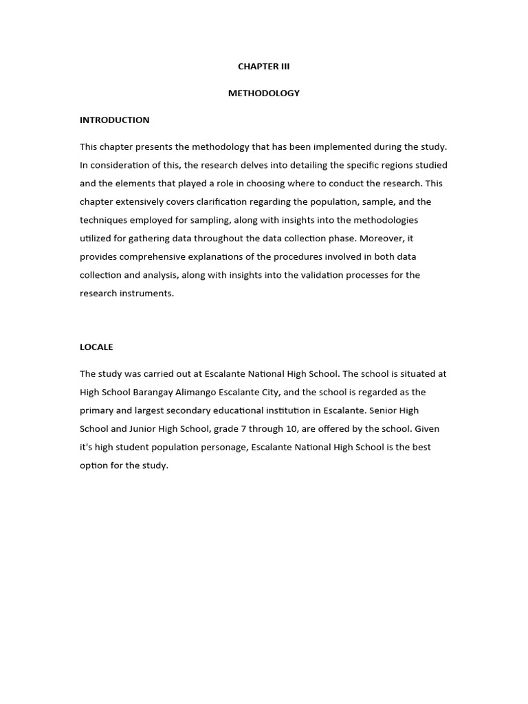 Solina Research Chapter III | Download Free PDF | Survey Methodology | Questionnaire