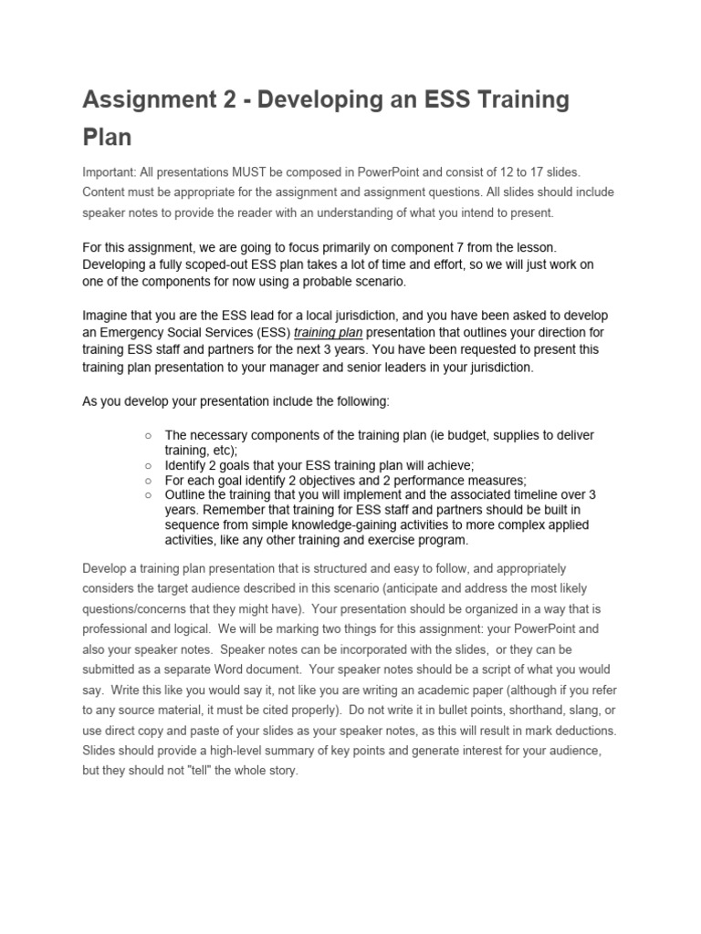 Assignment 2 - Developing an ESS Training Plan | PDF | Microsoft Power ...