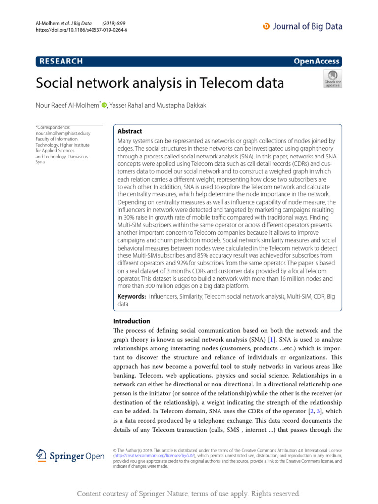 Telecom Social Network Analysis Using SNA | PDF | Apache Hadoop | Big Data