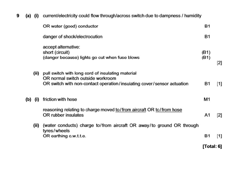 CiE GCSE Physics Section 31 Exam Question Mark Scheme | PDF