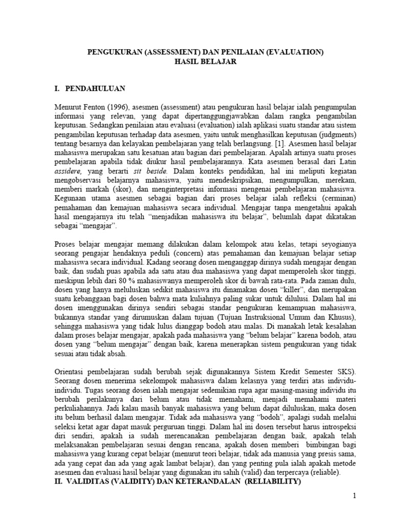 Pengukuran Dan Penilaian | PDF | Pengembangan Diri | Sains & Matematika