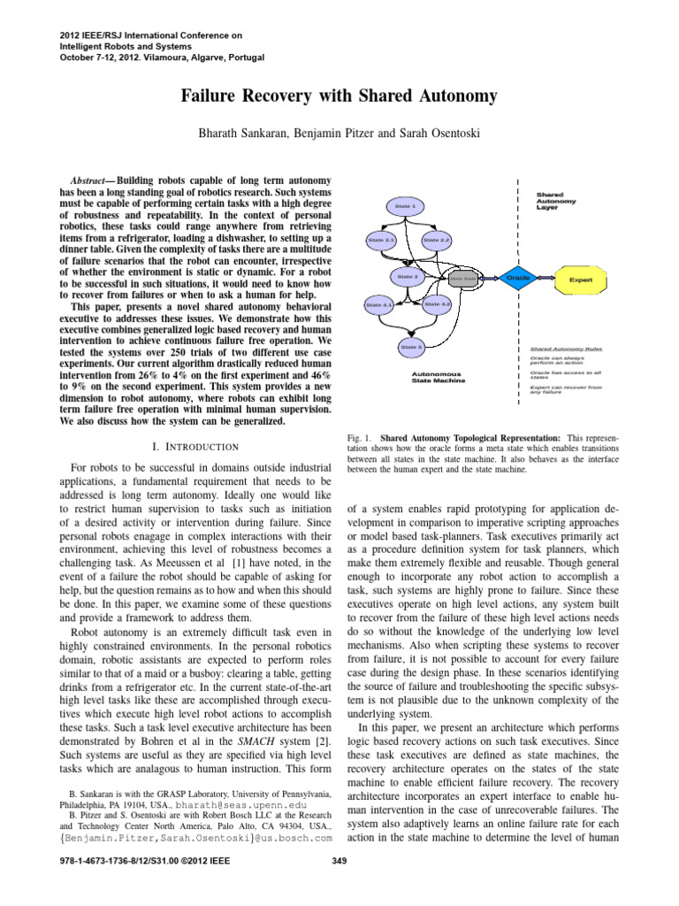 Failure Recovery With Shared Autonomy | PDF | Robot | Robotics