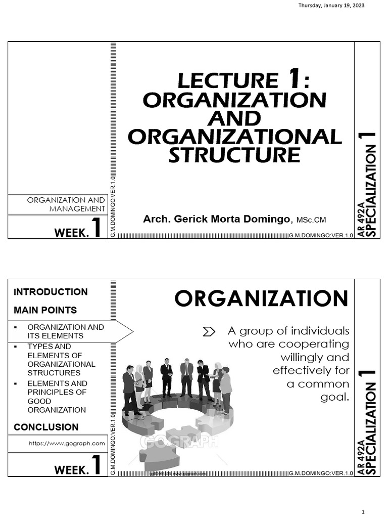 L1.1 PT - ORGANIZATION AND ORGANIZATIONAL STRUCTURE - GMD | PDF | Business Economics ...