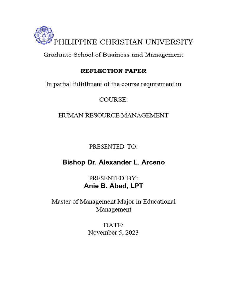 Reflection Paper Human Resource | PDF | Decision Making | Rationality