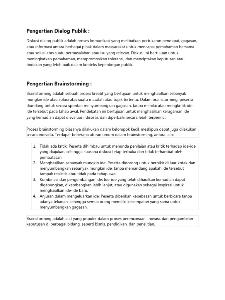 Pengertian Dialog Publik | PDF | Seni | Pengembangan Diri
