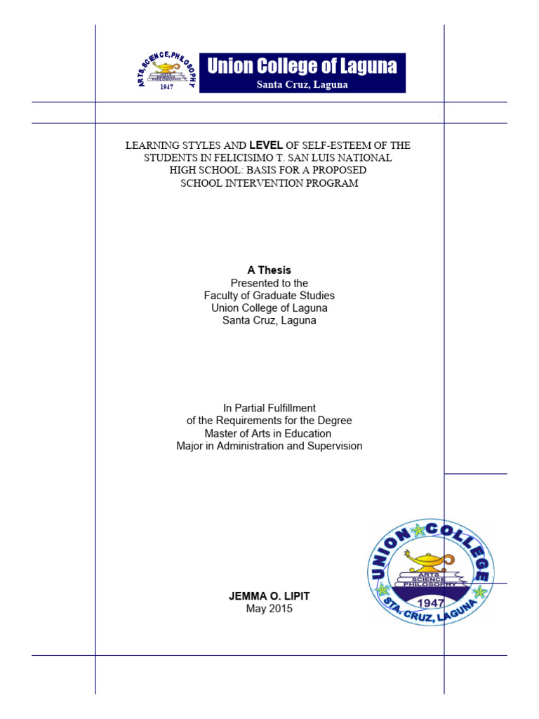 MAED-THESIS-TEMPLATE | PDF | Learning Styles | Self Esteem