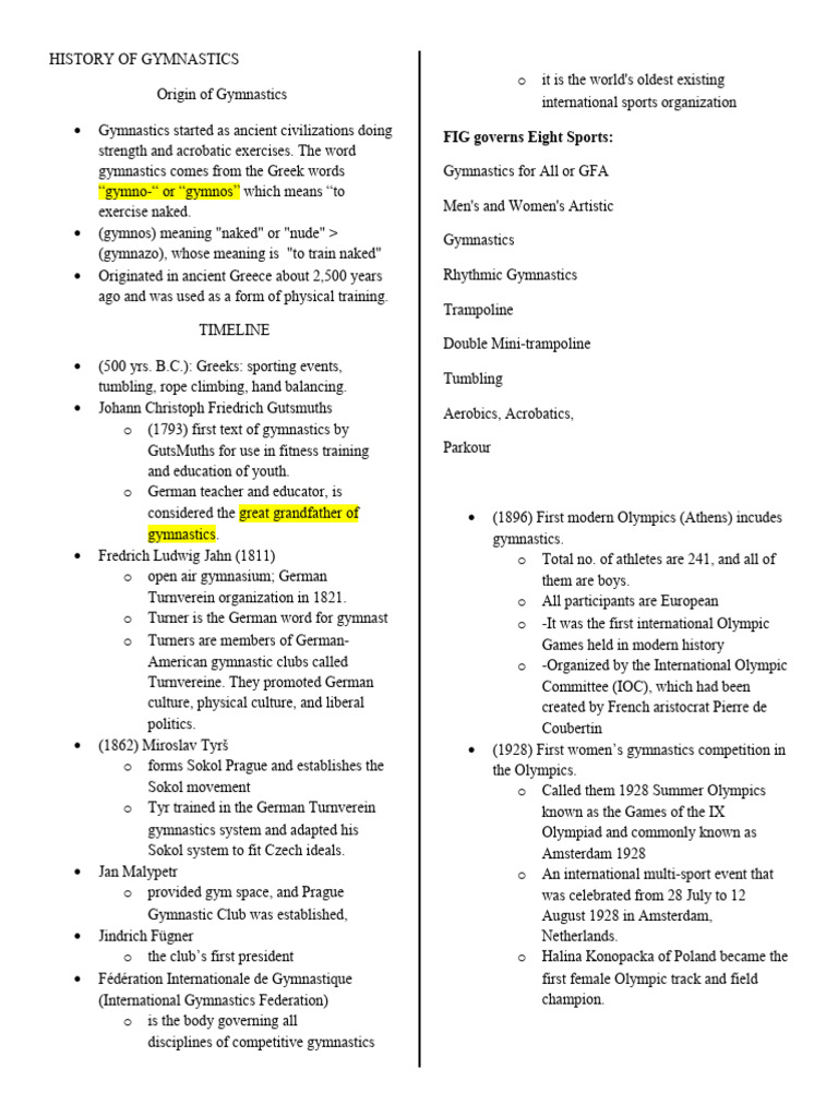 History of Gymnastics | Download Free PDF | Gymnastics | Athletic Sports
