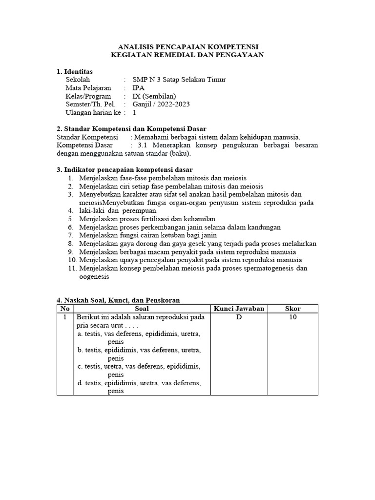 Remedial dan Pengayaan IPA SMP | PDF