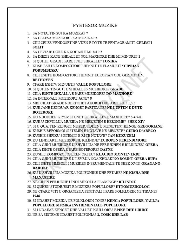 Pyetesor Muzike | PDF