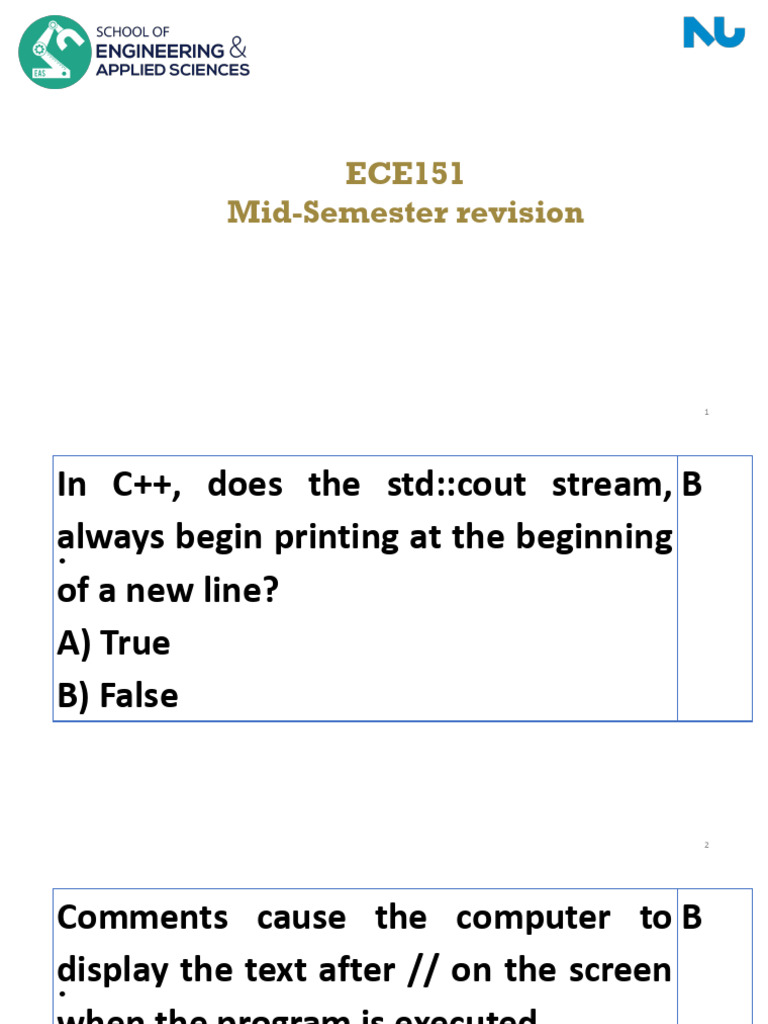ECE151 - Mid-Semeste - Revision - Answers | PDF | C++ | Parameter ...