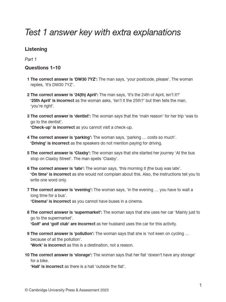IELTS 18 Test 1 Listening Extended Answer Key | PDF | International ...