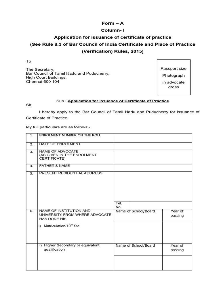 cop-form | PDF | Advocate | Lawyer