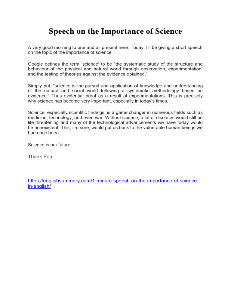 Speech on Science and Technology | PDF | Science | Climate Change